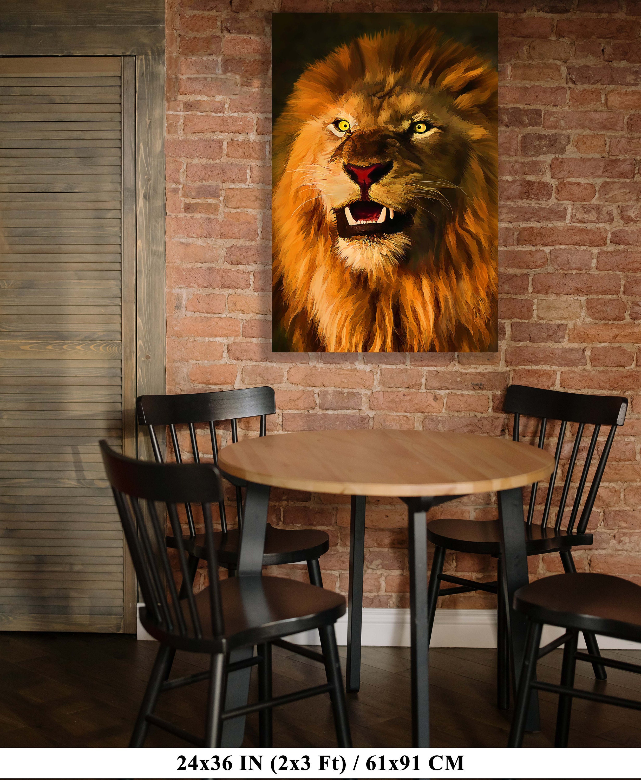 Lion Wall Art, Fearless King Male, Softly Painted, Modern Rustic, Wild ...