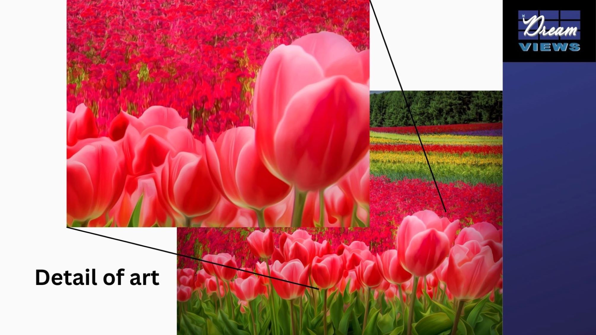 Tulip Farm Wall Art, Colourful Botanical, Painterly Garden Scene ...