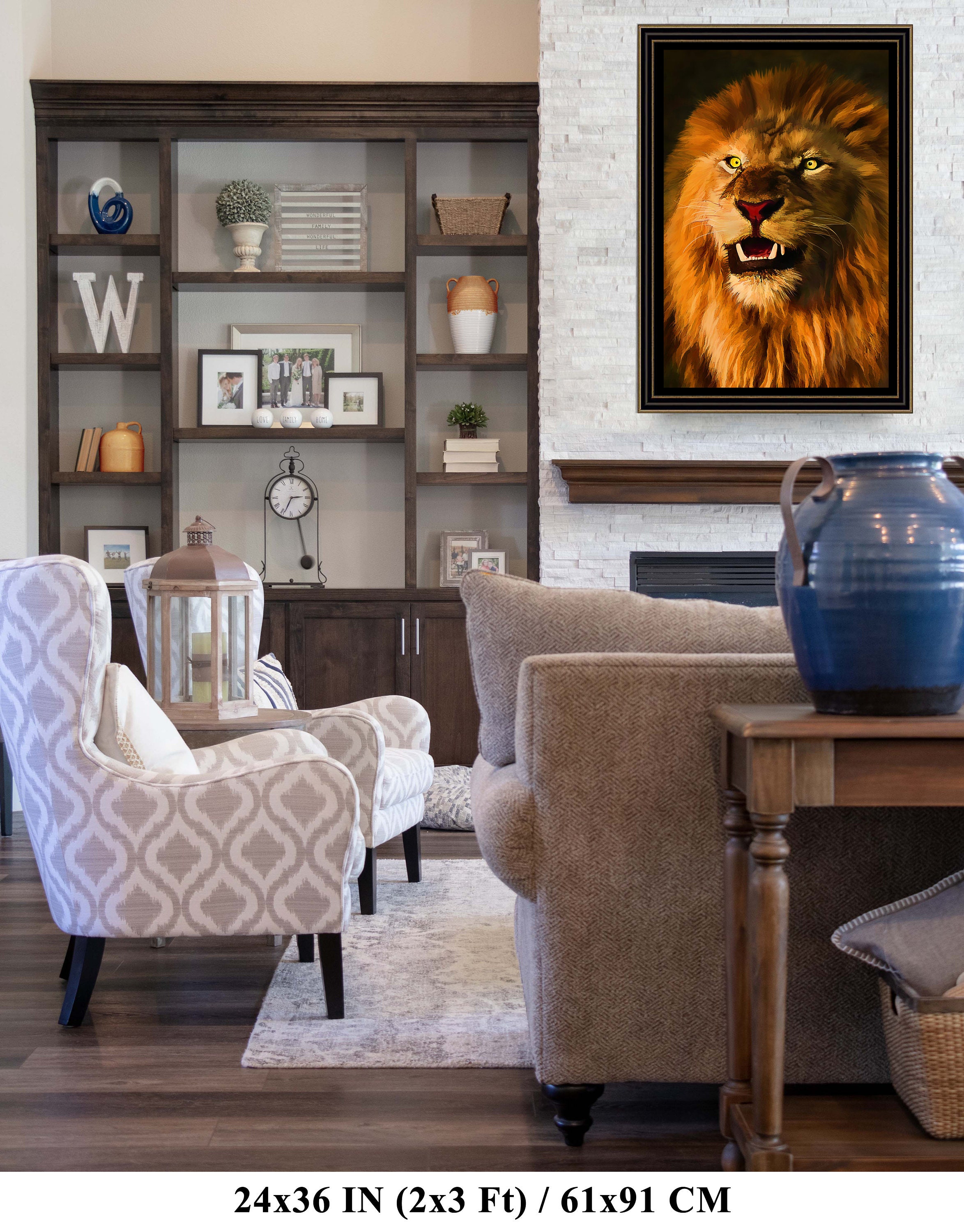 Lion Wall Art, Fearless King Male, Softly Painted, Modern Rustic, Wild ...
