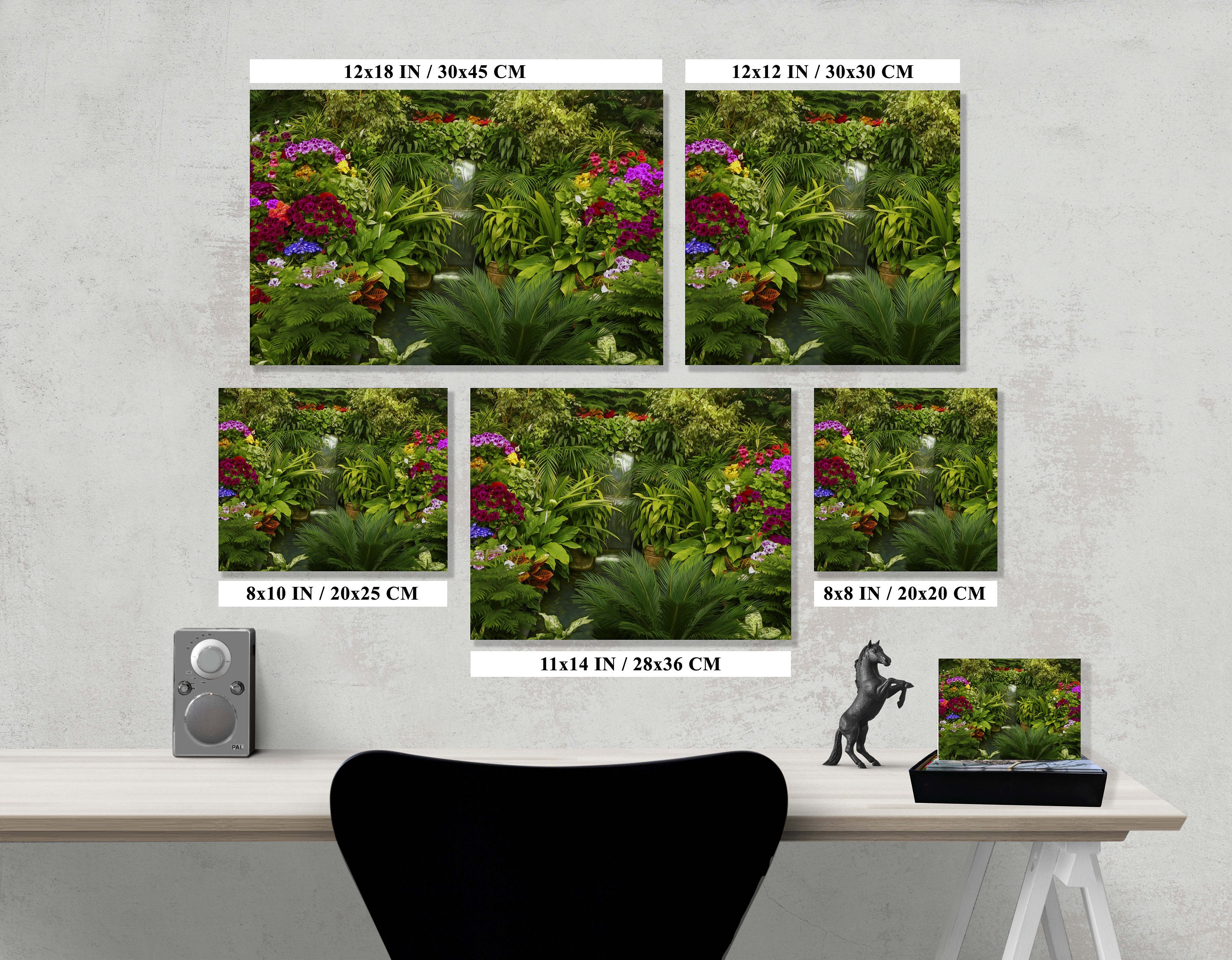 Painted Atrium With Fountain and Pottery, Canvas Wall Art, Painterly ...