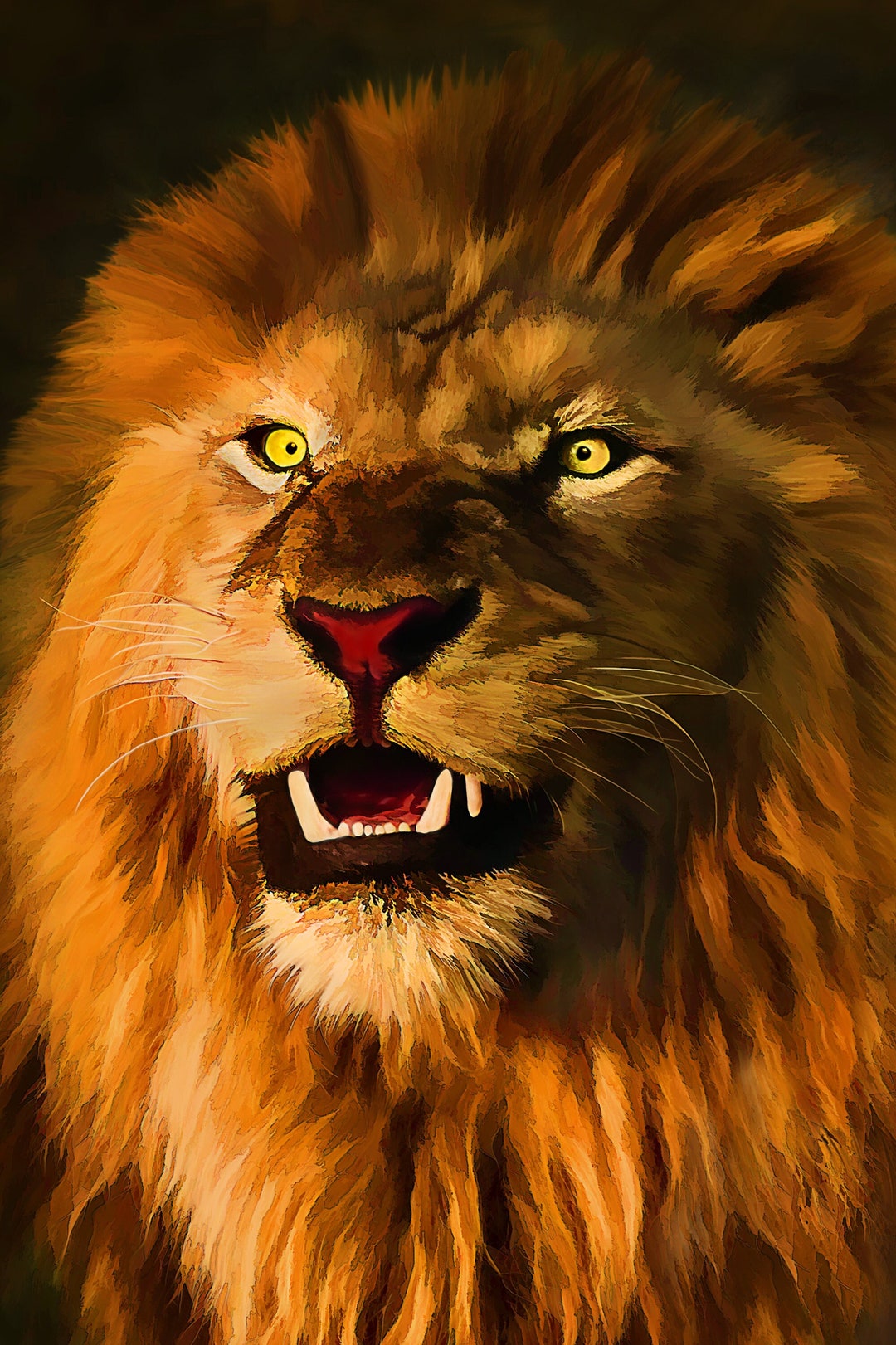 Lion Wall Art, Fearless King Male, Softly Painted, Modern Rustic, Wild ...