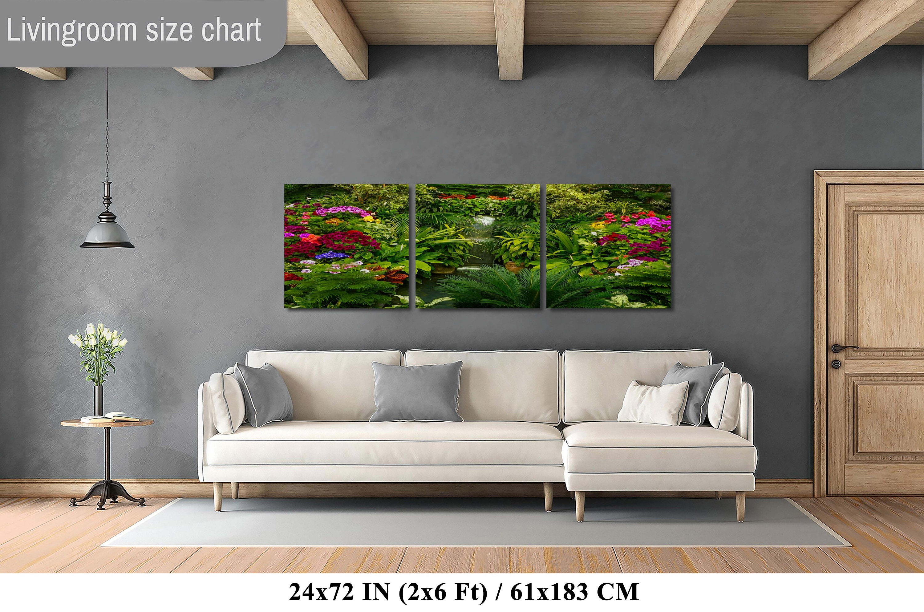 Painted Atrium With Fountain and Pottery, Canvas Wall Art, Painterly ...