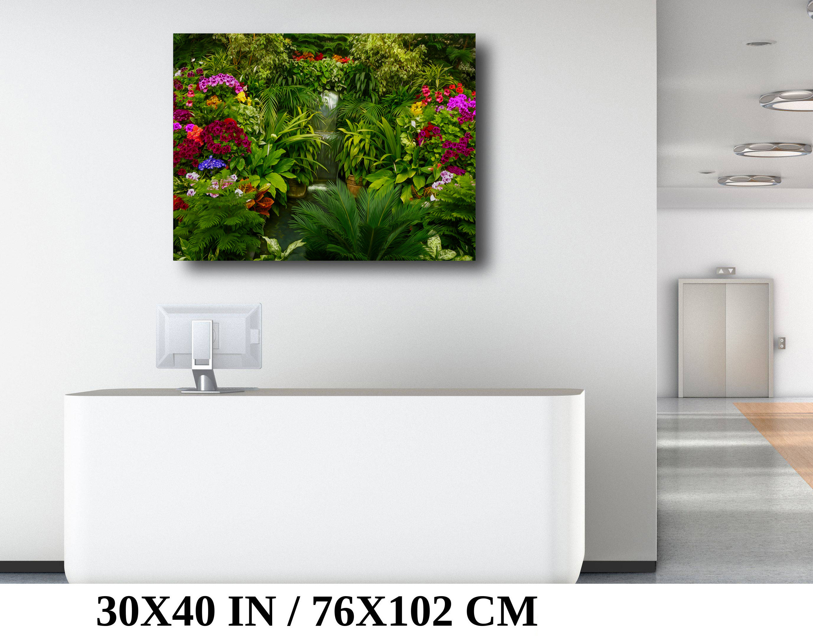 Painted Atrium With Fountain and Pottery, Canvas Wall Art, Painterly ...