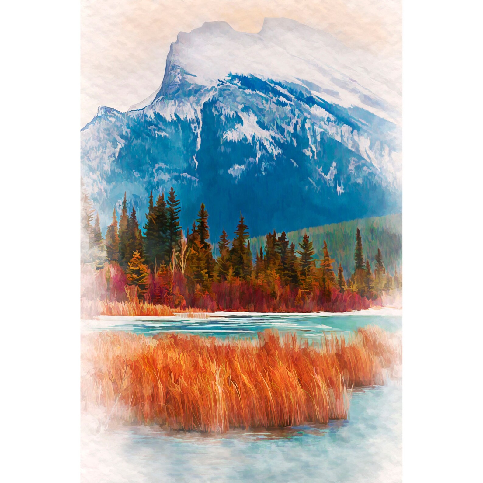 Autumn Mt Rundle Banff National Park Watercolour Print, Canadian ...