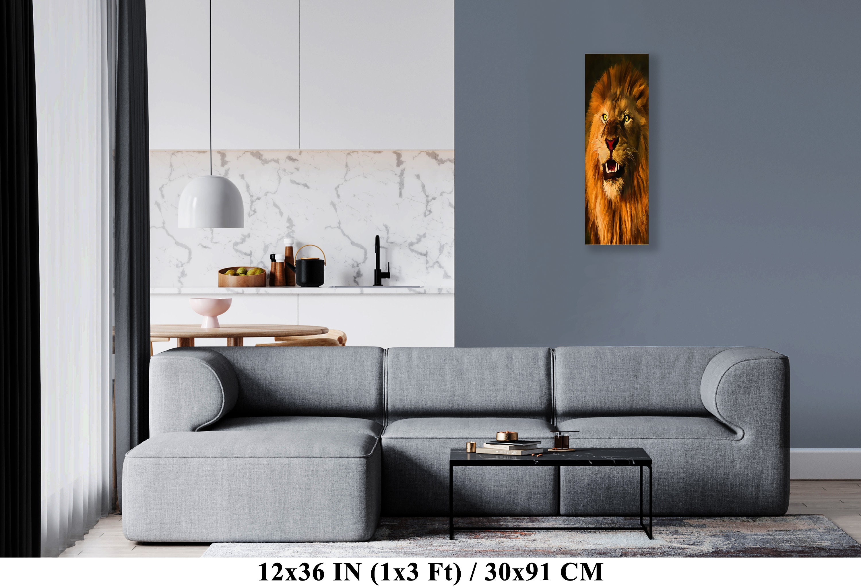 Lion Wall Art, Fearless King Male, Softly Painted, Modern Rustic, Wild ...