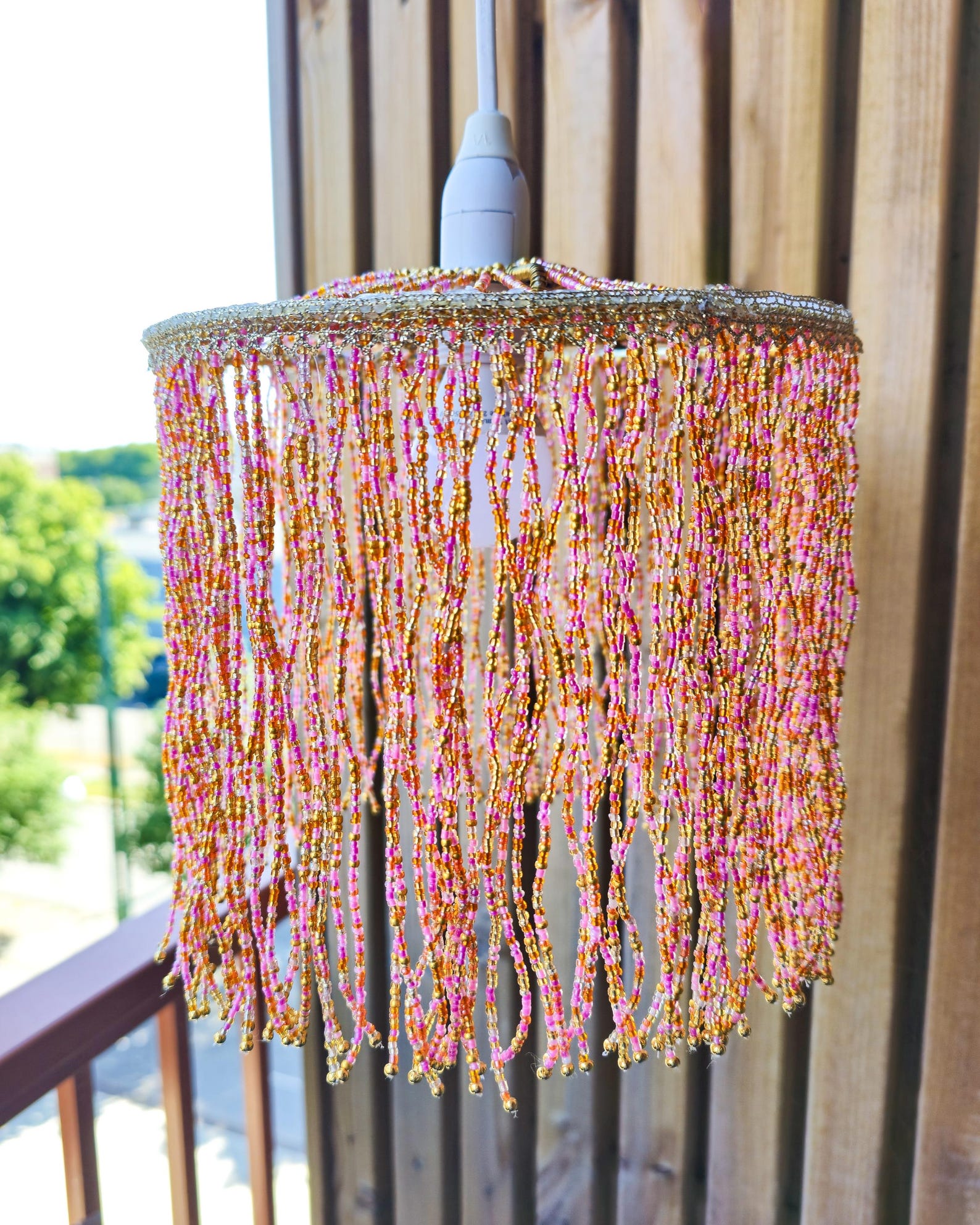 Beaded Lamp Shade - Colourful Boho Lamp - Statement Lighting -dopamine ...