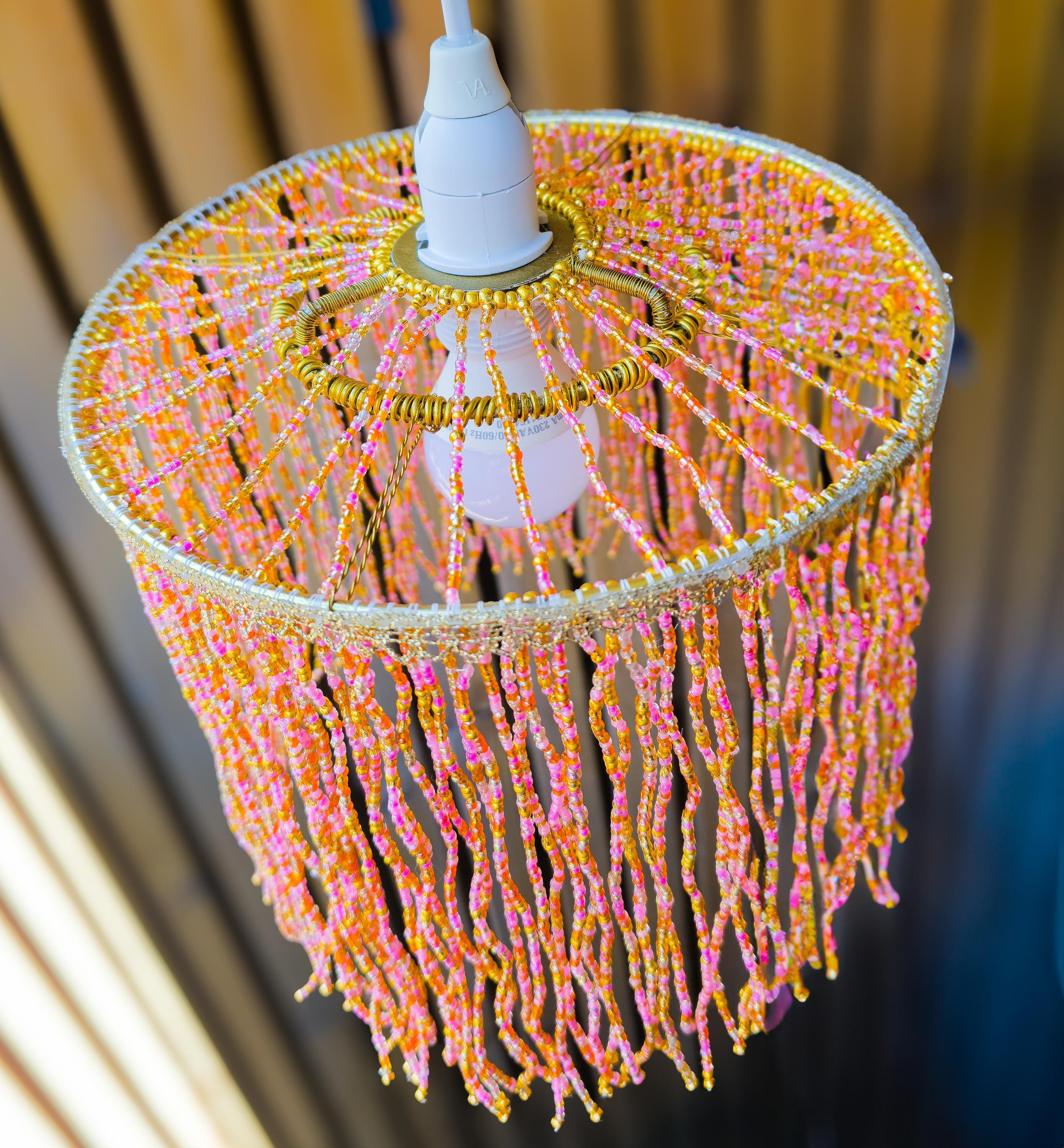Beaded Lamp Shade - Colourful Boho Lamp - Statement Lighting -dopamine ...