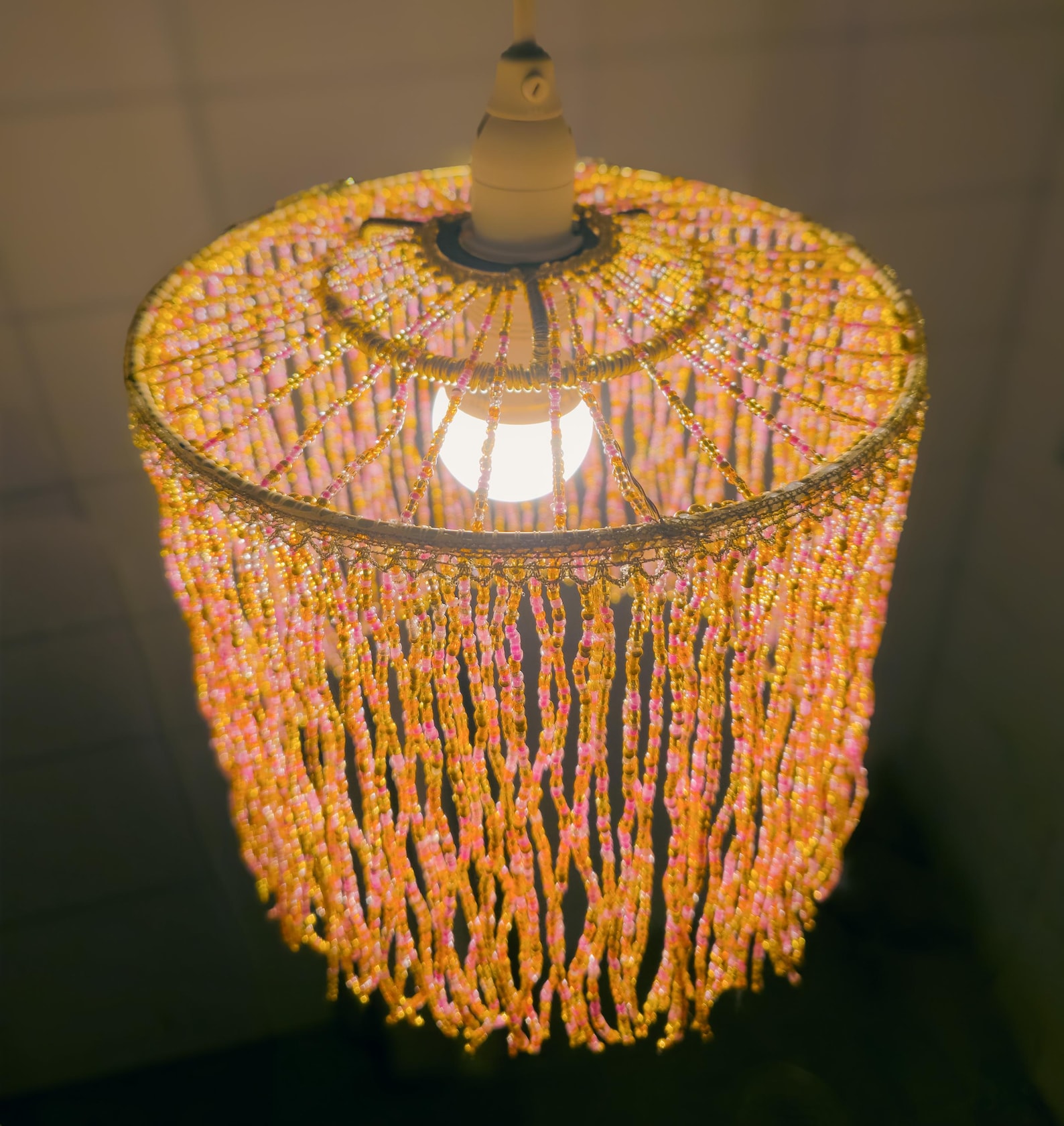 Beaded Lamp Shade - Colourful Boho Lamp - Statement Lighting -dopamine ...