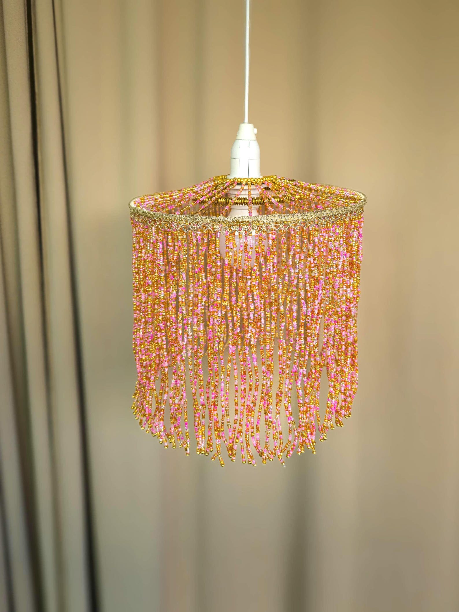 Beaded Lamp Shade - Colourful Boho Lamp - Statement Lighting -dopamine ...