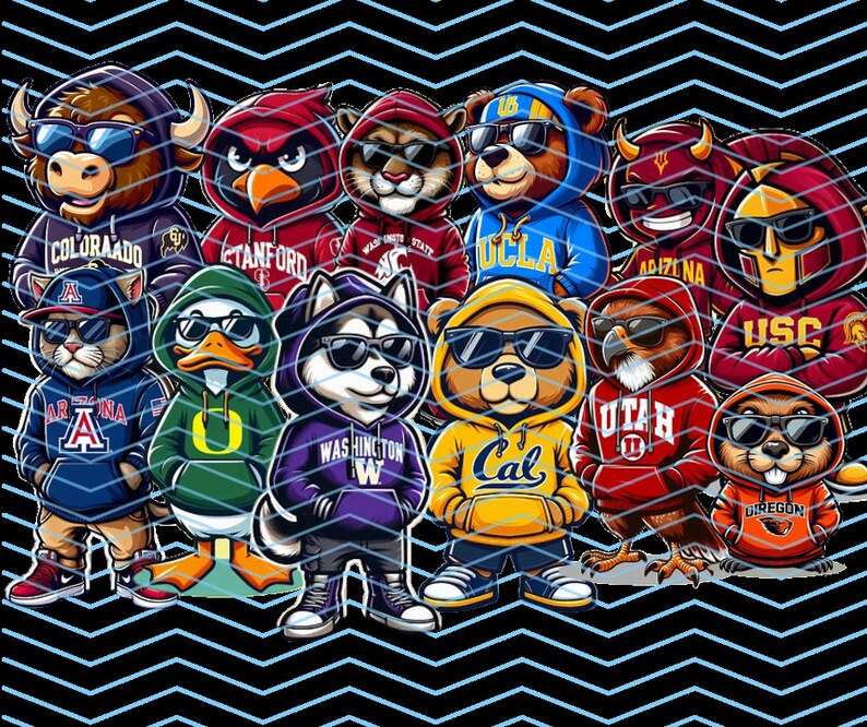 CARTOON PAC-12 MASCOT Bundle - Etsy