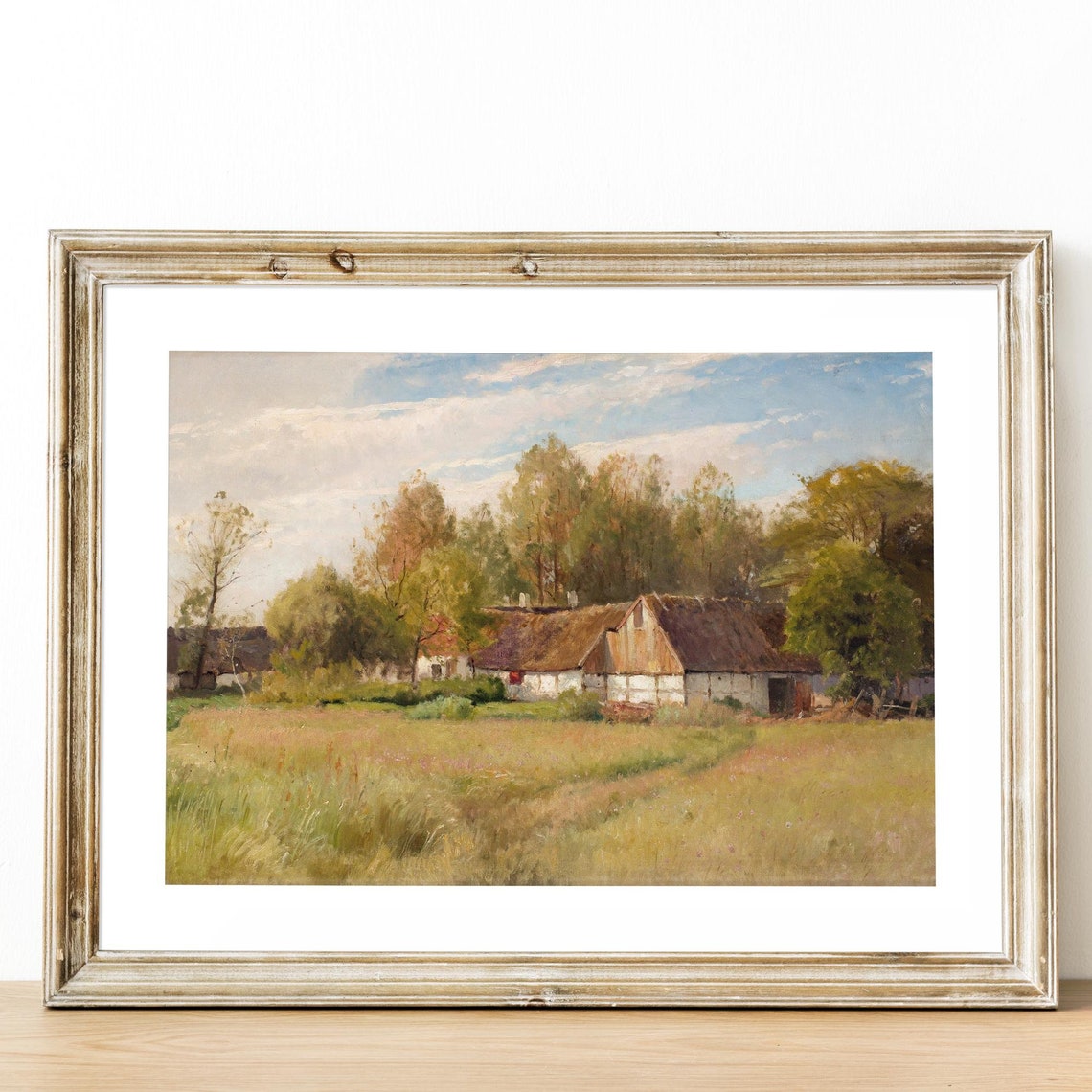 Neutral Farm Landscape Painting | Home Decor | Premium Digital Download ...