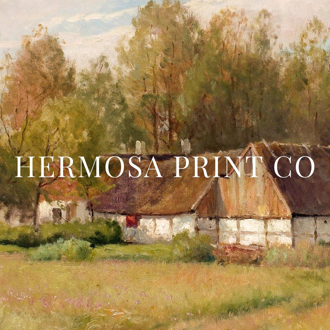 Neutral Farm Landscape Painting | Home Decor | Premium Digital Download ...