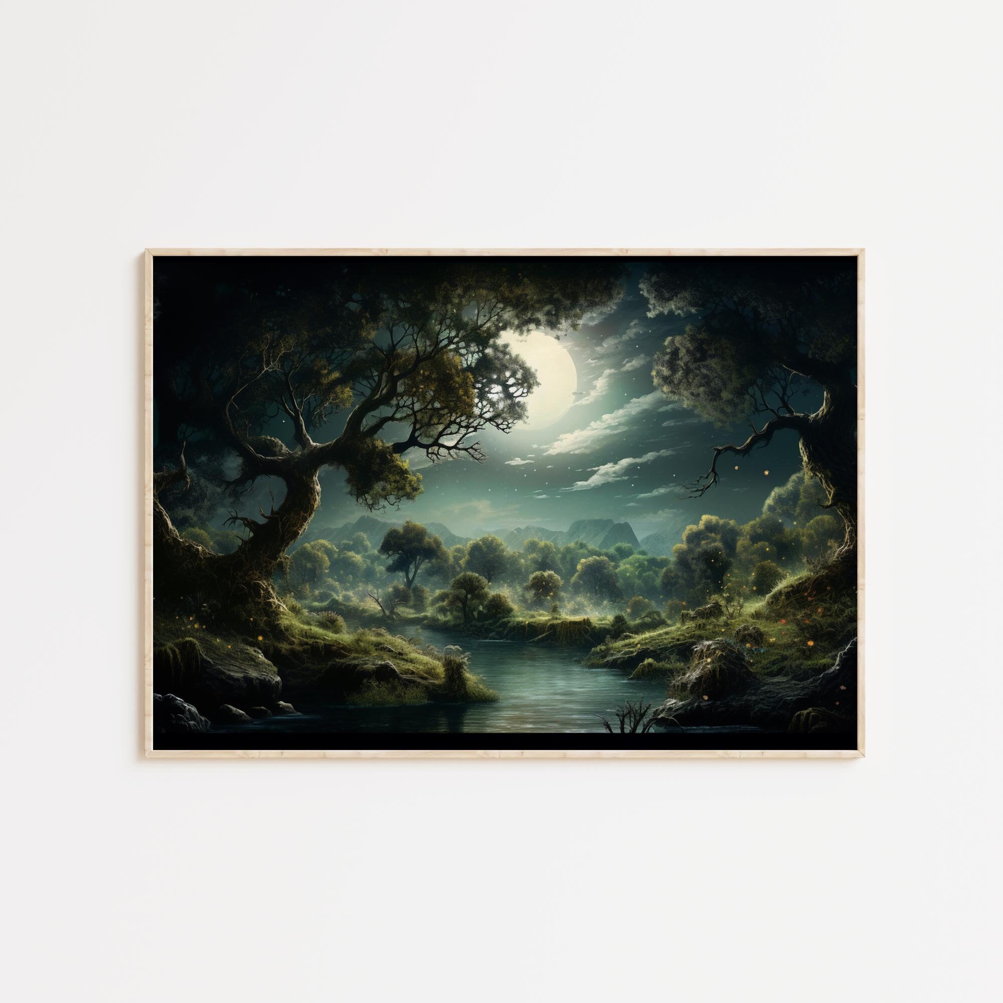 Mystical Moonlit Forest | Home Decor | Premium Art Print | 195-P - Etsy