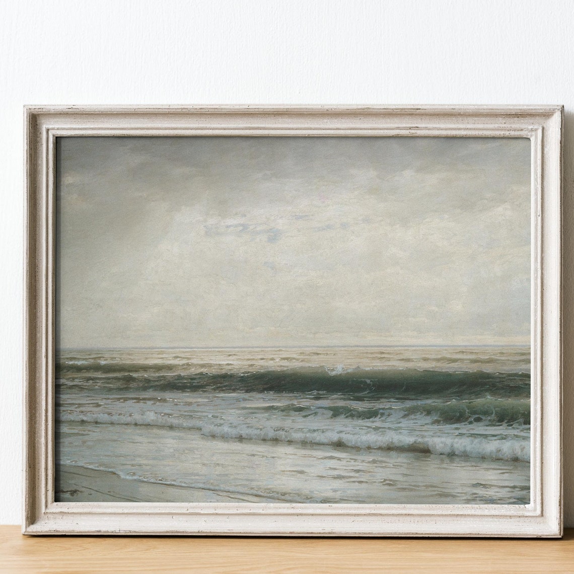 Vintage Waves Crashing Coastal Ocean Art Painting Home Decor Premium ...