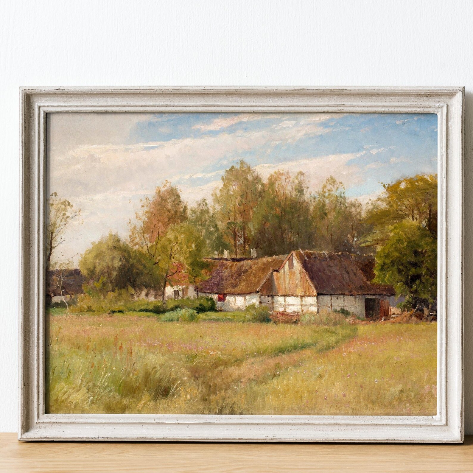 Neutral Farm Landscape Painting | Home Decor | Premium Digital Download ...