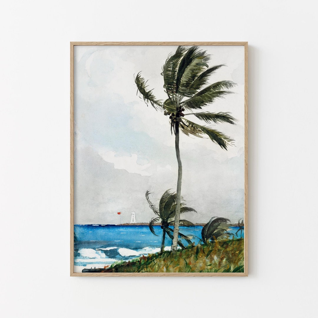 Vintage Impressionist Tropical Beach | Coastal Wall Art | Watercolor ...