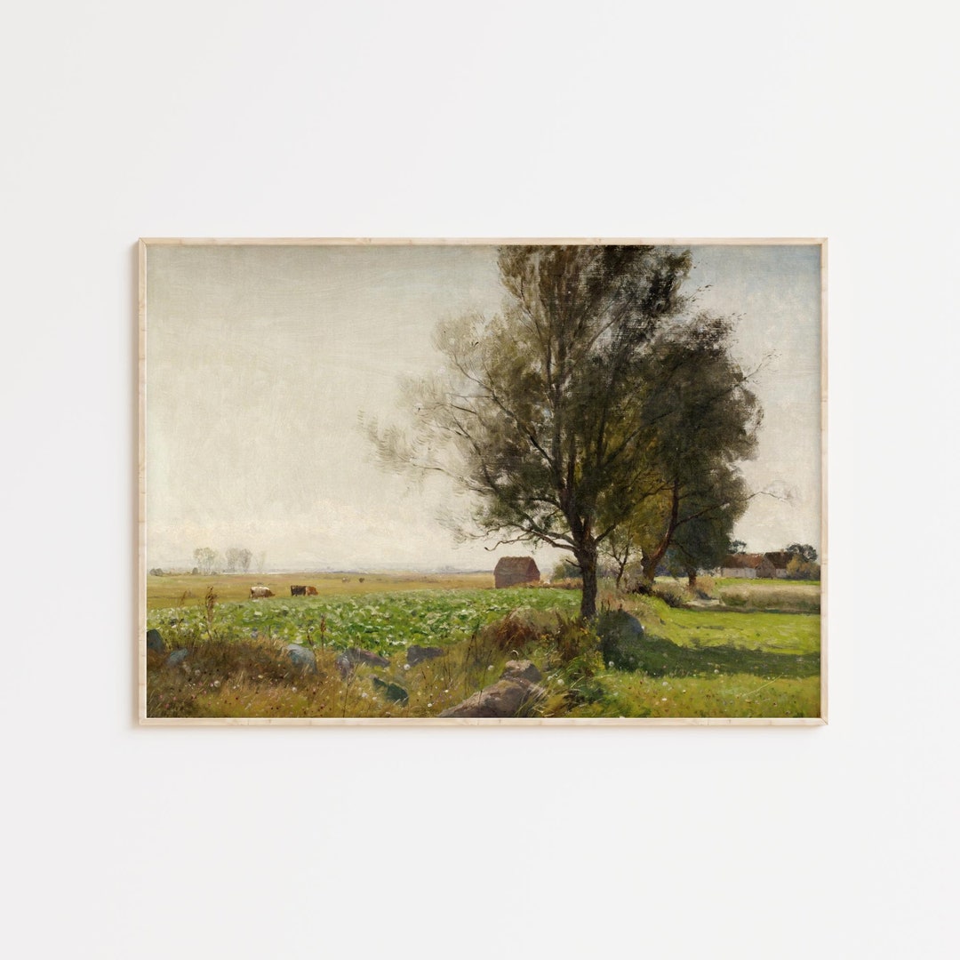 Neutral Vintage European Farm Landscape Home Decor Premium Art Print 66 ...