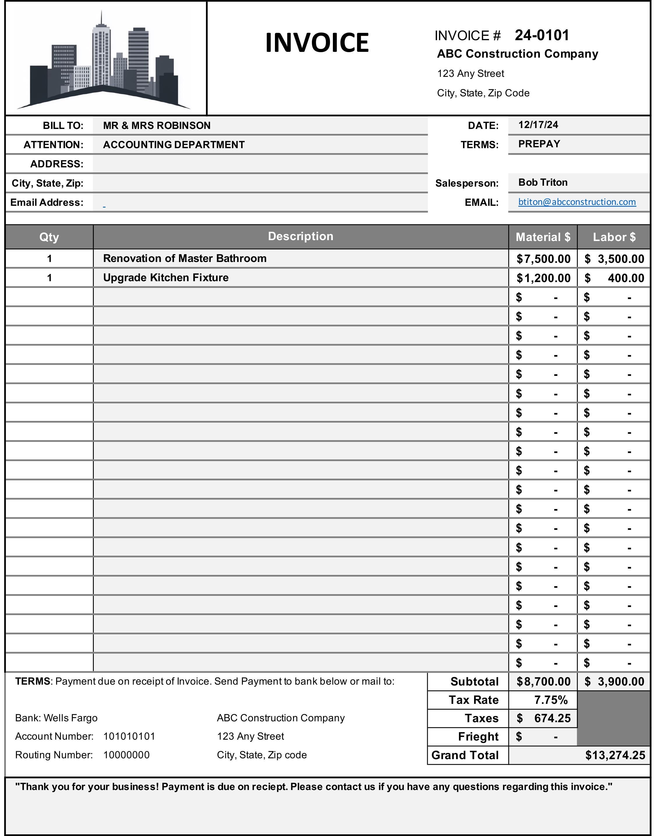 Invoice - Excel Format - 3 Designs for 1 Price - Automatically ...