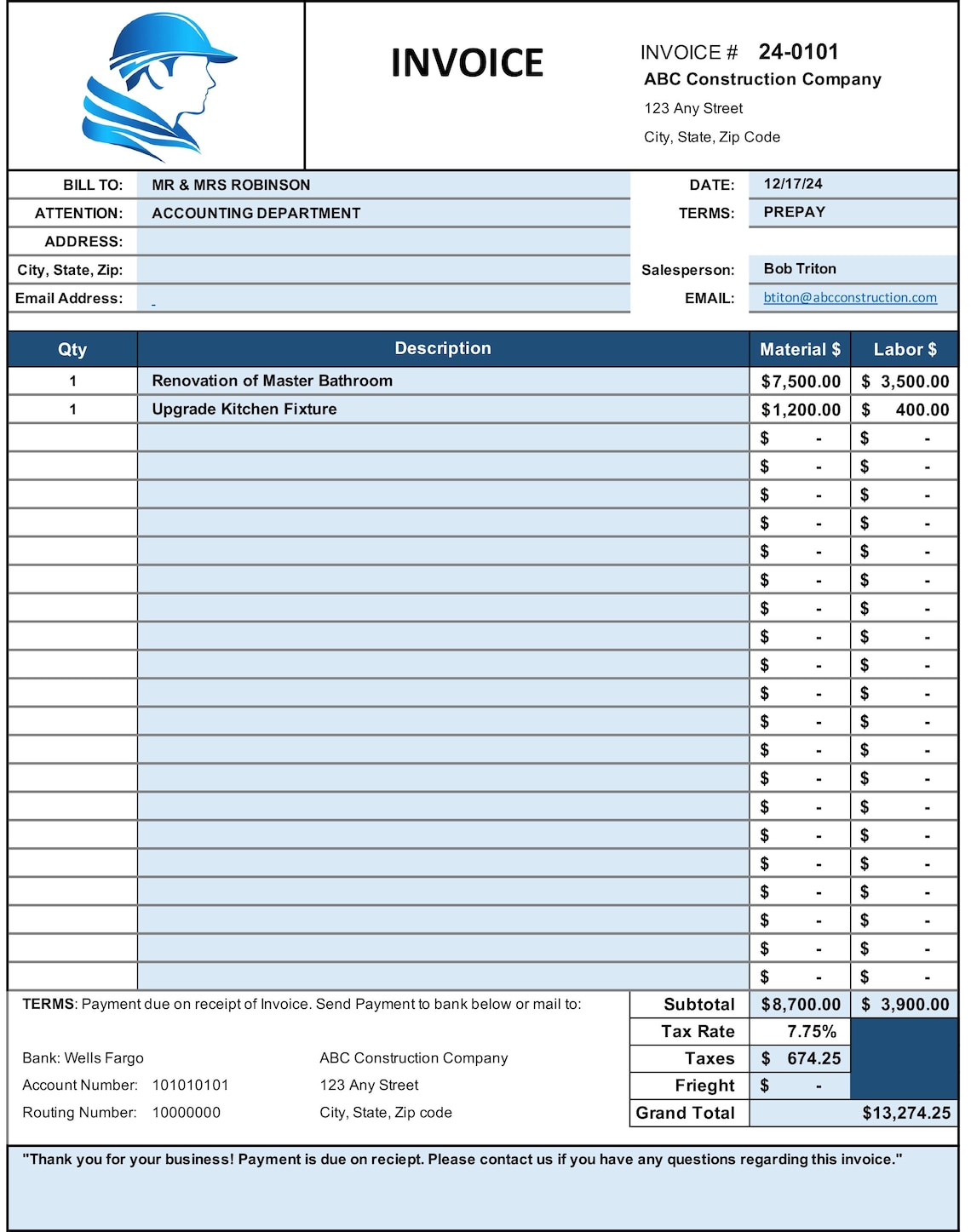 Invoice - Excel Format - 3 Designs for 1 Price - Automatically ...