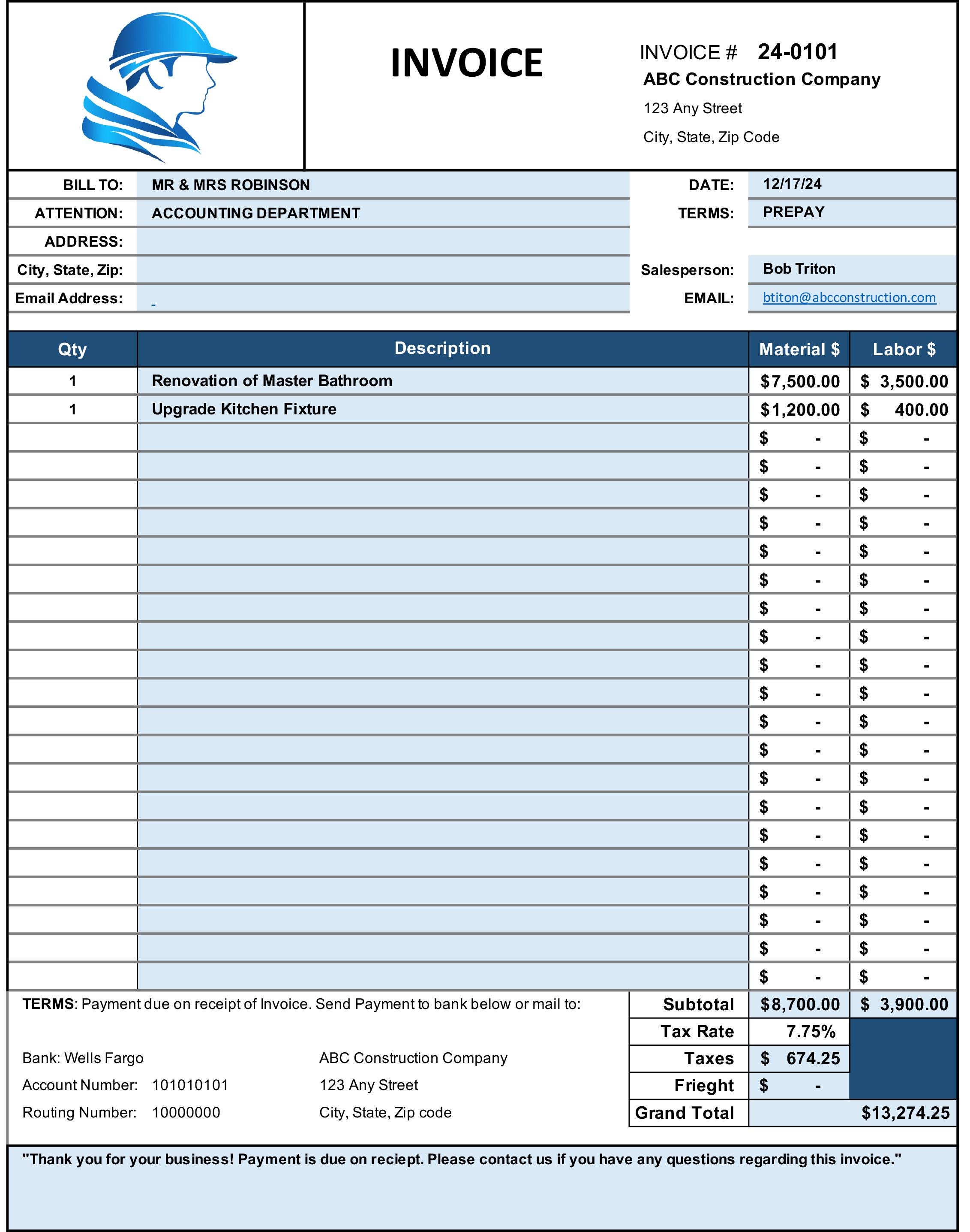 Invoice - Excel Format - 3 Designs for 1 Price - Automatically ...