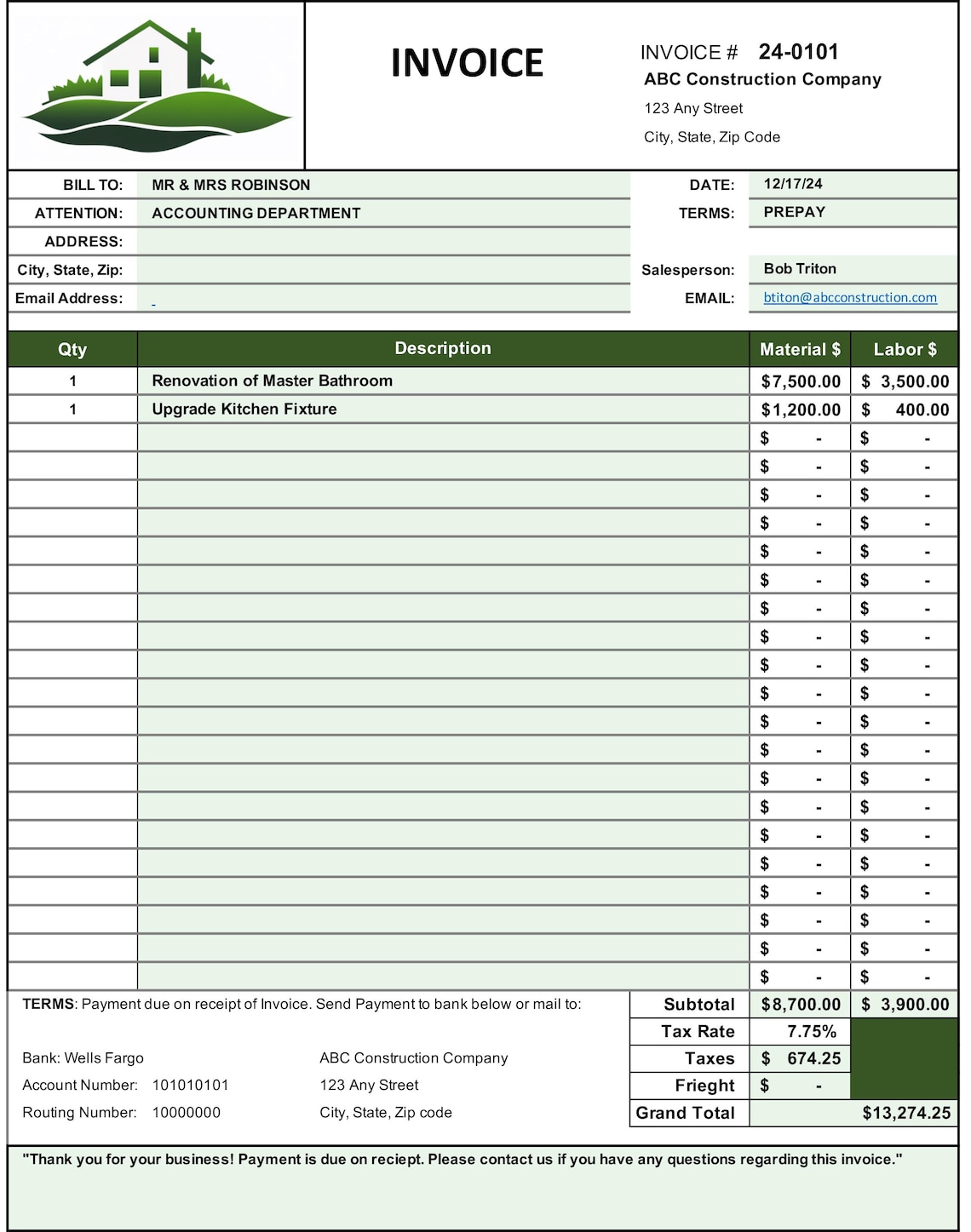 Invoice - Excel Format - 3 Designs for 1 Price - Automatically ...