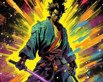 Female Afro Samurai Black Art Digital Download Home - Etsy