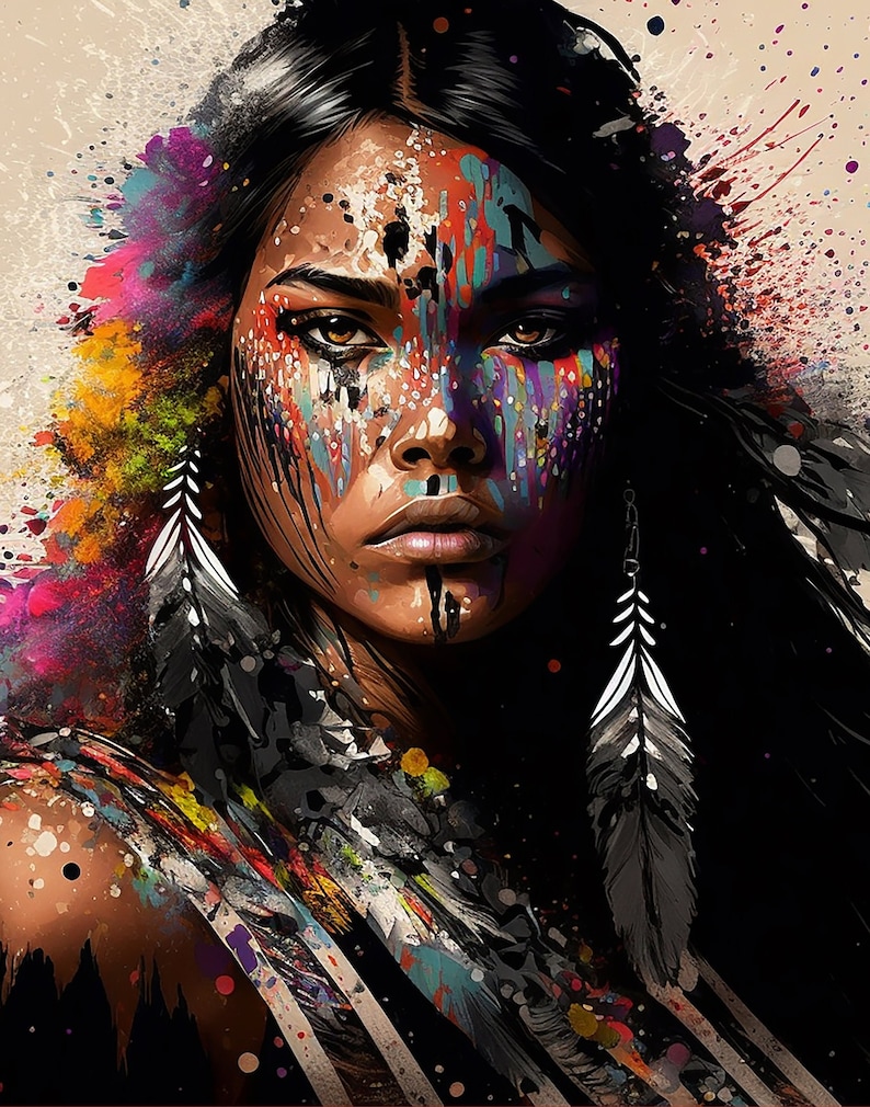 Native American Portrait Painting Printable Wall Art Digital Download ...