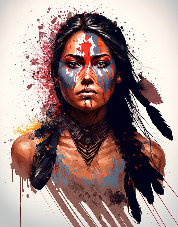 Native American Warrior Woman Drawing