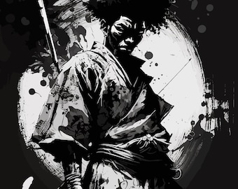 Female Afro Samurai Black Art Digital Download Home Decor African American Art - Etsy