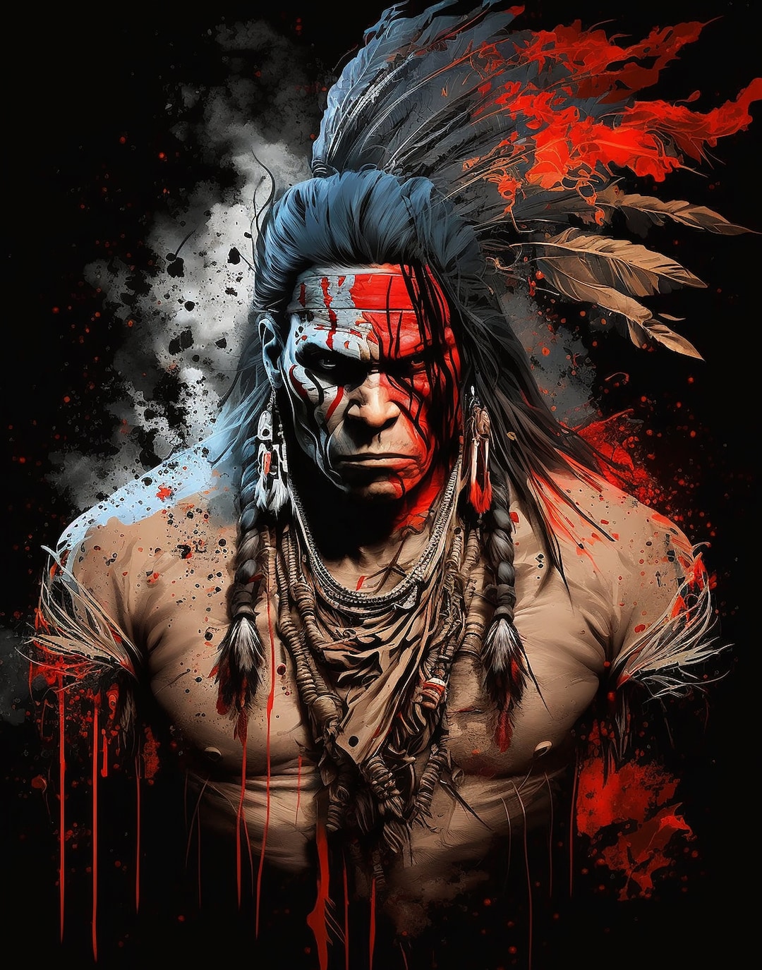 Native American Male Warrior | Native American Portrait Painting ...