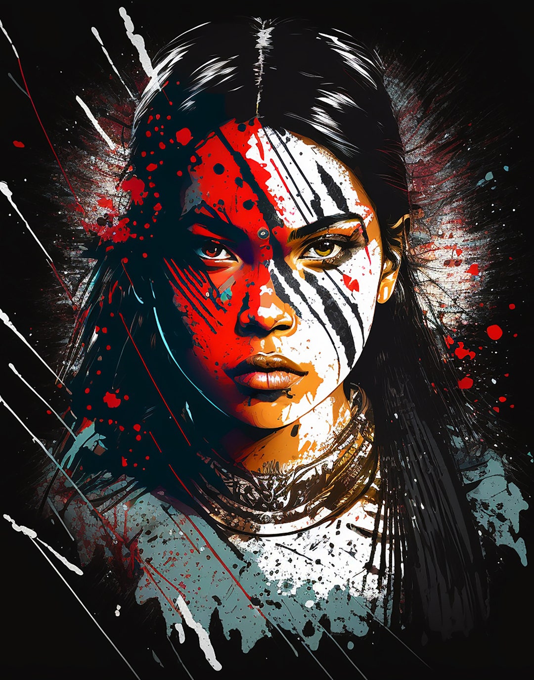 Native American Female Warrior Native American Portrait Painting ...