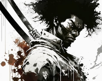 Afro Samurai Black Art Digital Download Home Decor African American Art ...