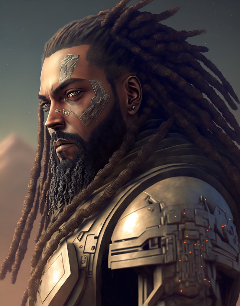 Dreadlock Cyber Warrior | Black Art | Digital Download | Home Decor ...