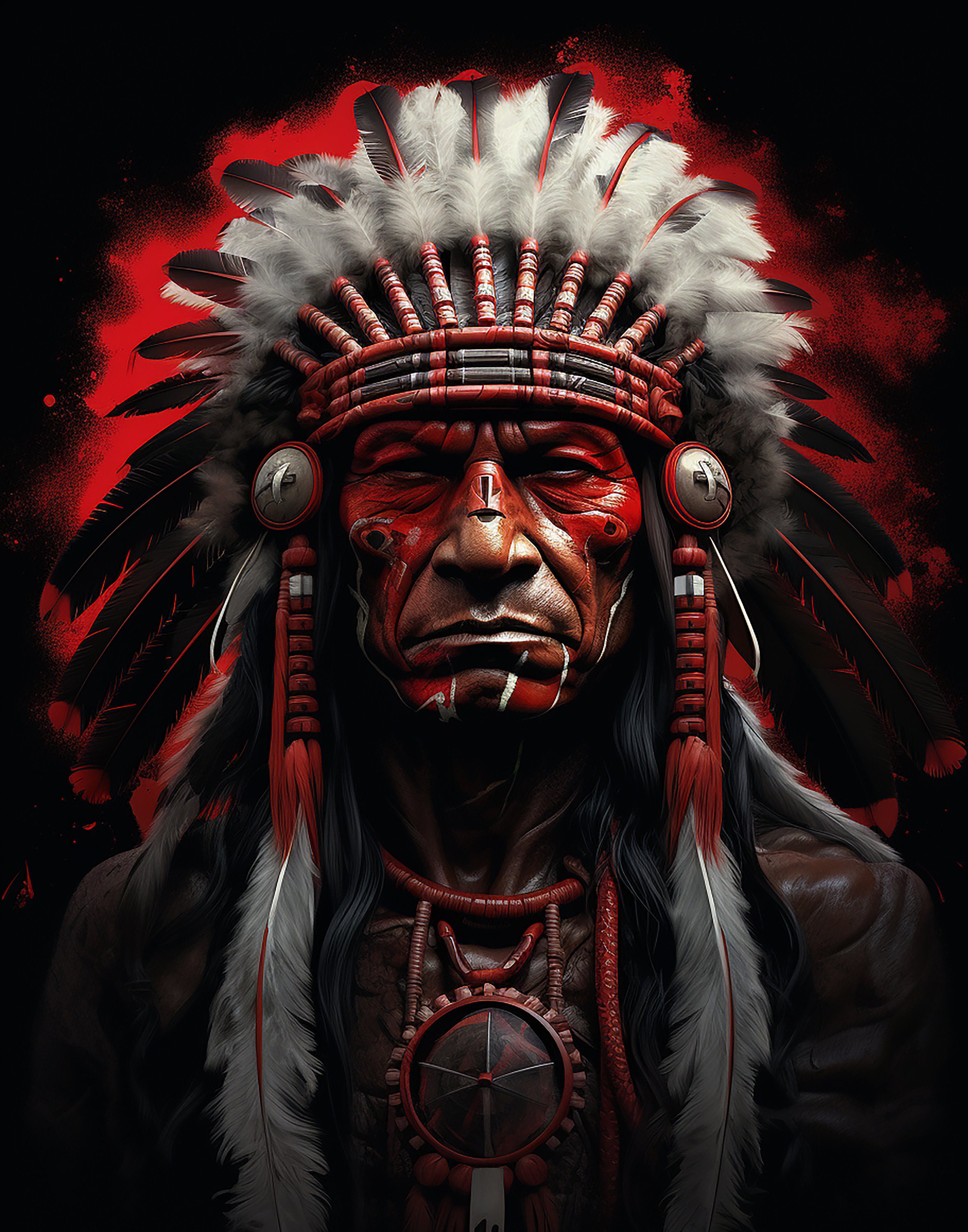 Native American Male Warrior | Native American Portrait Painting ...