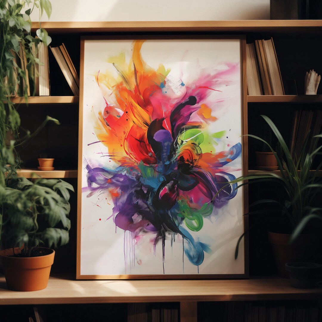Abstract Color Splash Digital Printable Art, Vibrant Modern Wall Decor ...