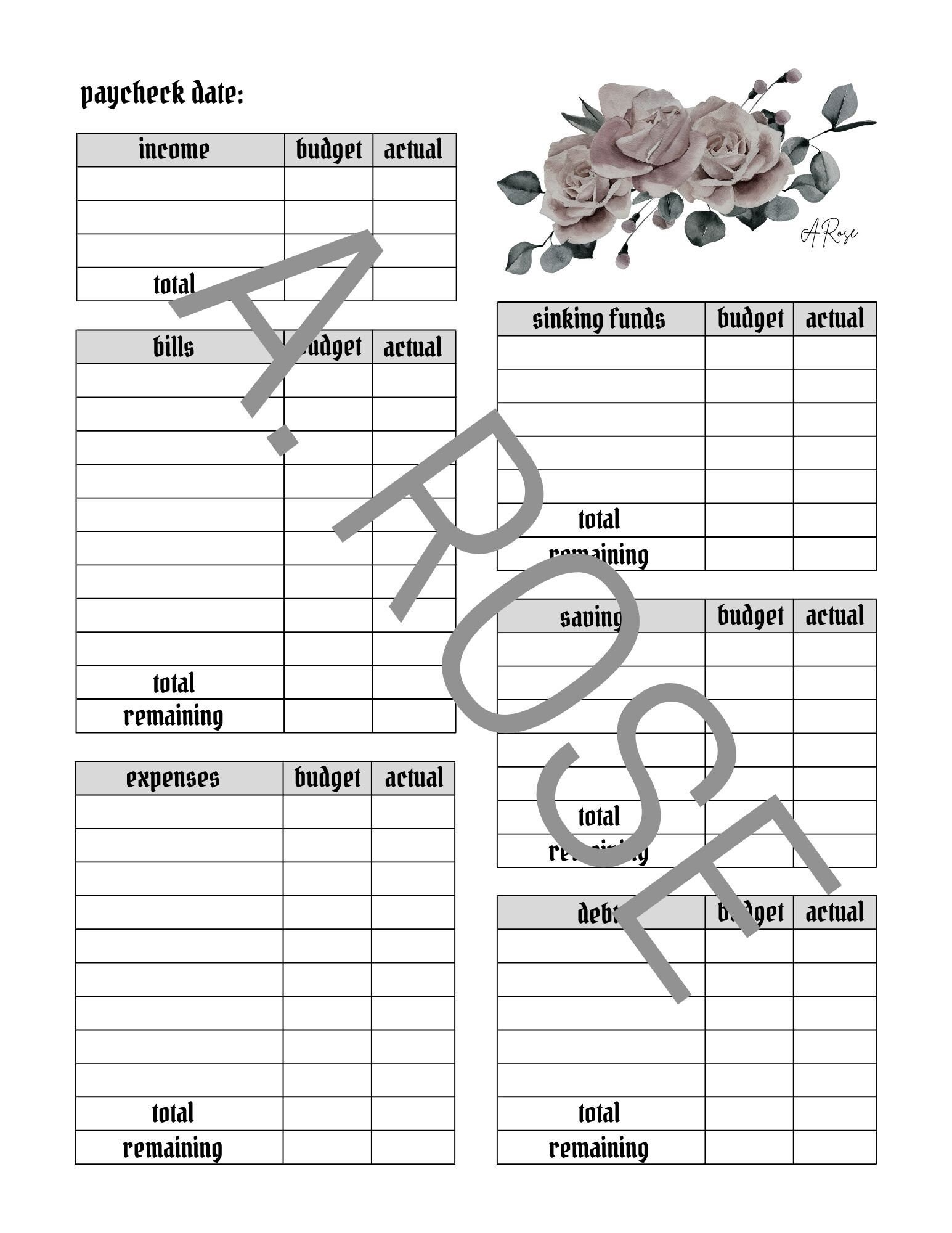 Paycheck Breakdown Planner, Printable Digital PDF - Etsy
