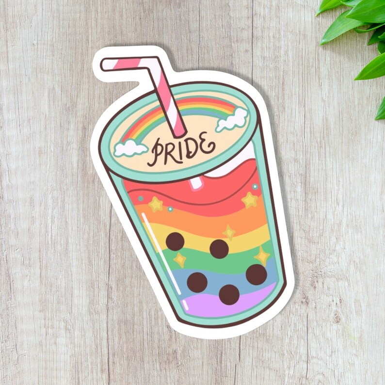 LGBT Flag Rainbow Boba Tea Drink LGBT Pride Sticker - Etsy