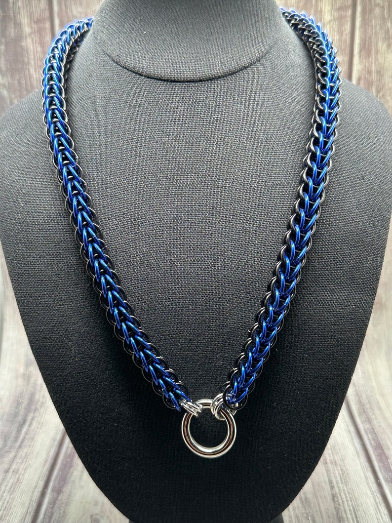 Onyx and Cobalt Blue Anodized Aluminum Full Persian Chain/collar 22 - Etsy