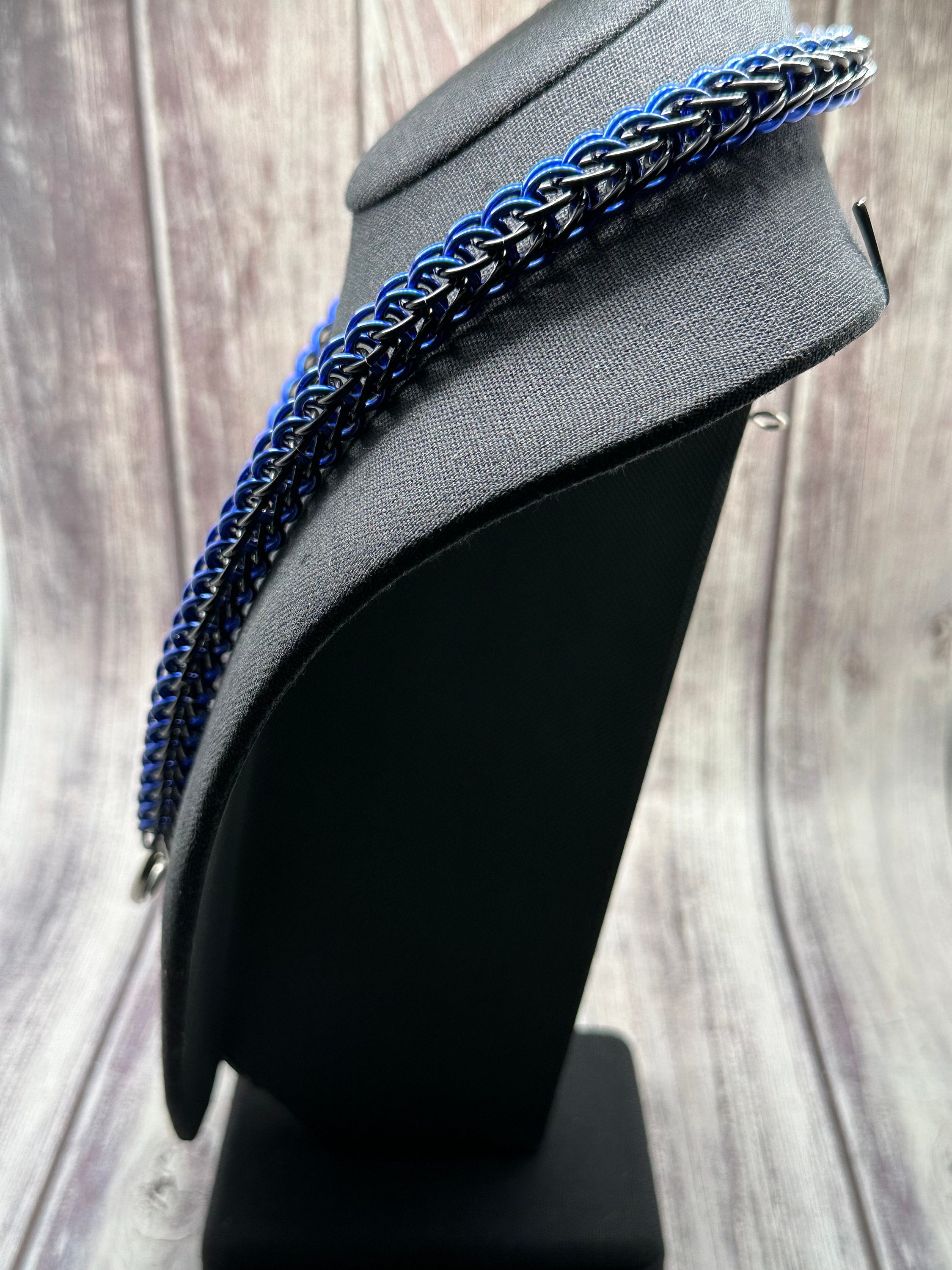Onyx and Cobalt Blue Anodized Aluminum Full Persian Chain/collar 22 - Etsy