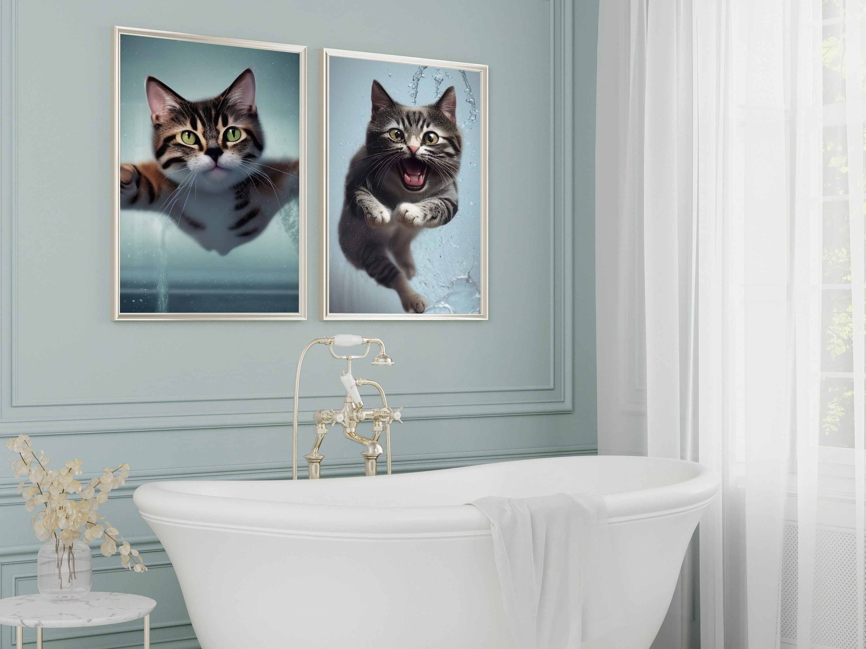 Funny Cat Art, Bathroom Art, Funny Cats, Cats Decor, Art for Kids, Cat ...