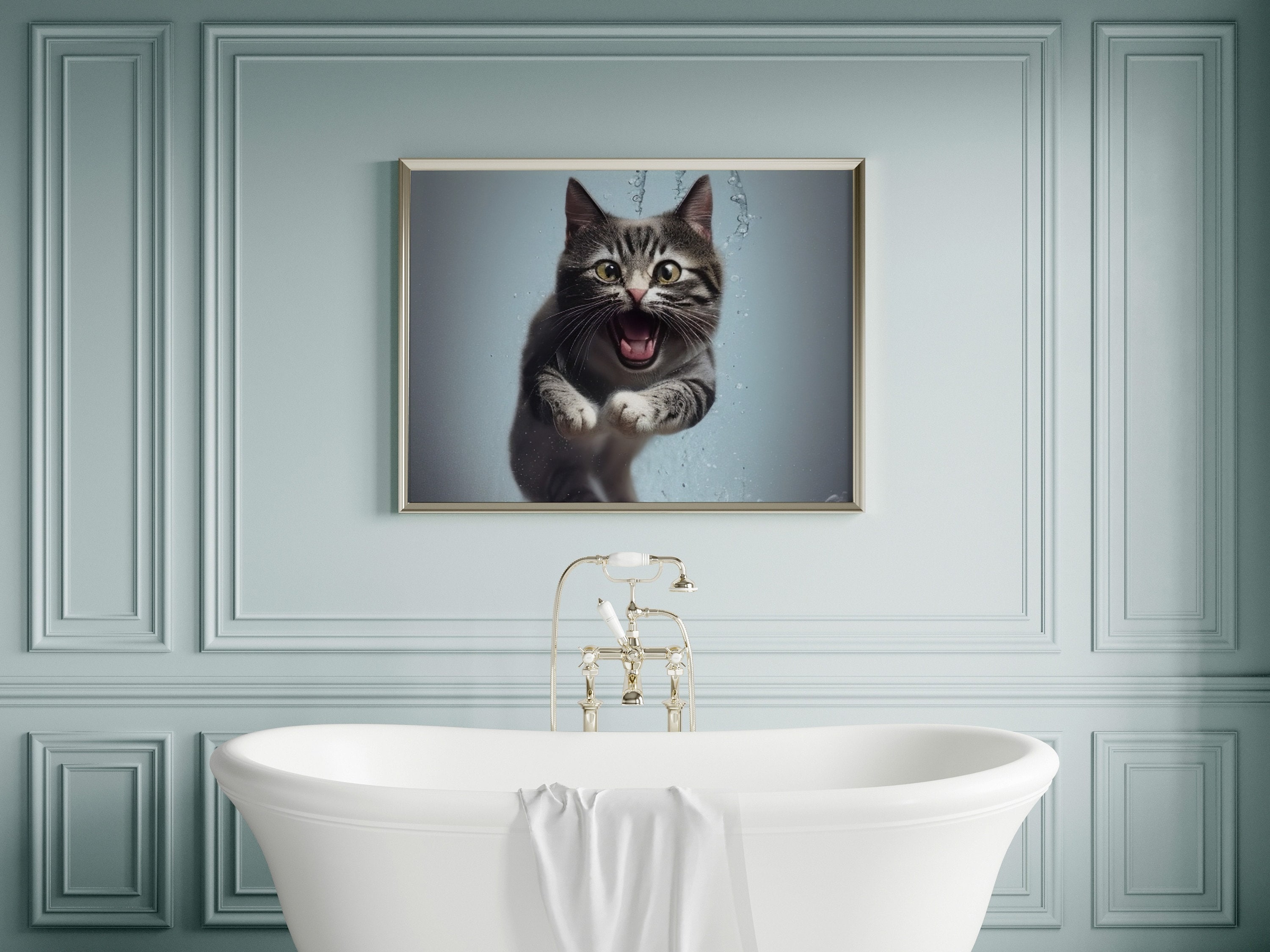 Funny Cat Art, Bathroom Art, Funny Cats, Cats Decor, Art for Kids, Cat ...