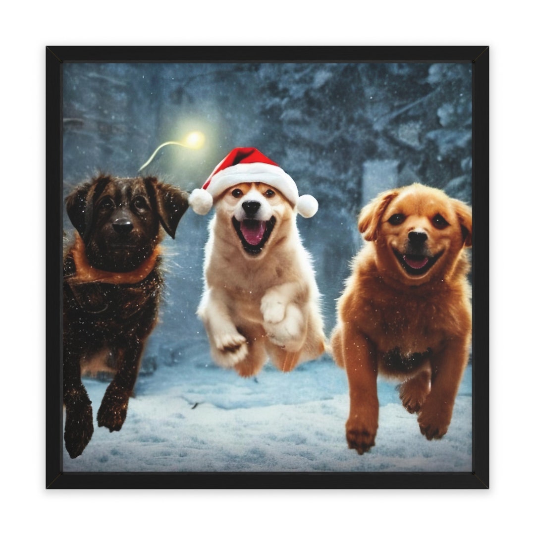 Christmas Puppy Art, Holiday Art Print, Digital Art, Christmas Dog ...