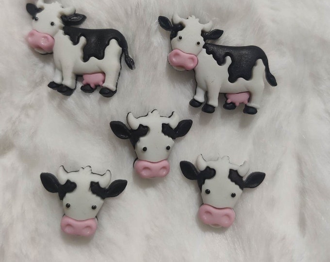 ADORABLE Black and White Acrylic Cow Buttons, Shank Buttons, One Hole ...