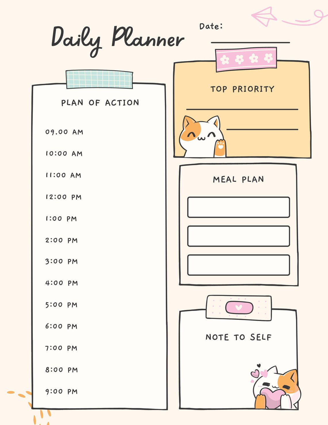 Pastel Cute Kids Daily Planner Cute Rainbow Digital Planner Printable ...