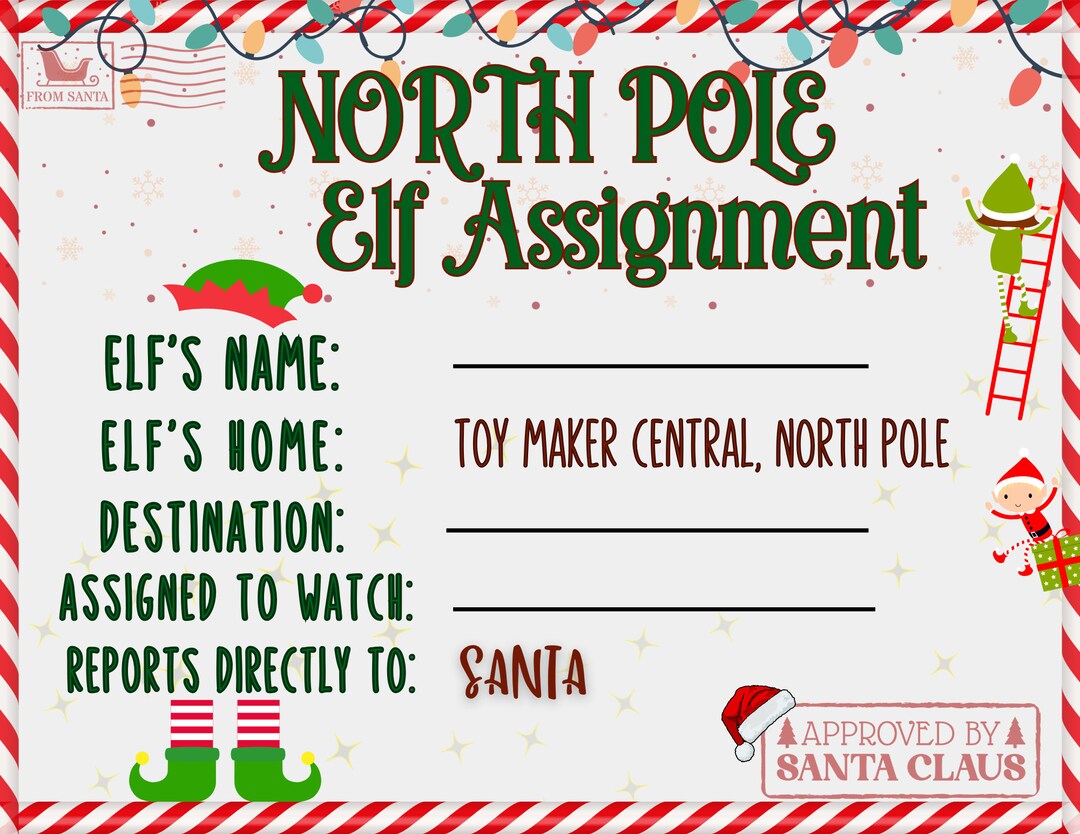 Elf on a Shelf Certificate, Assignment From the North Pole. A Monthly ...