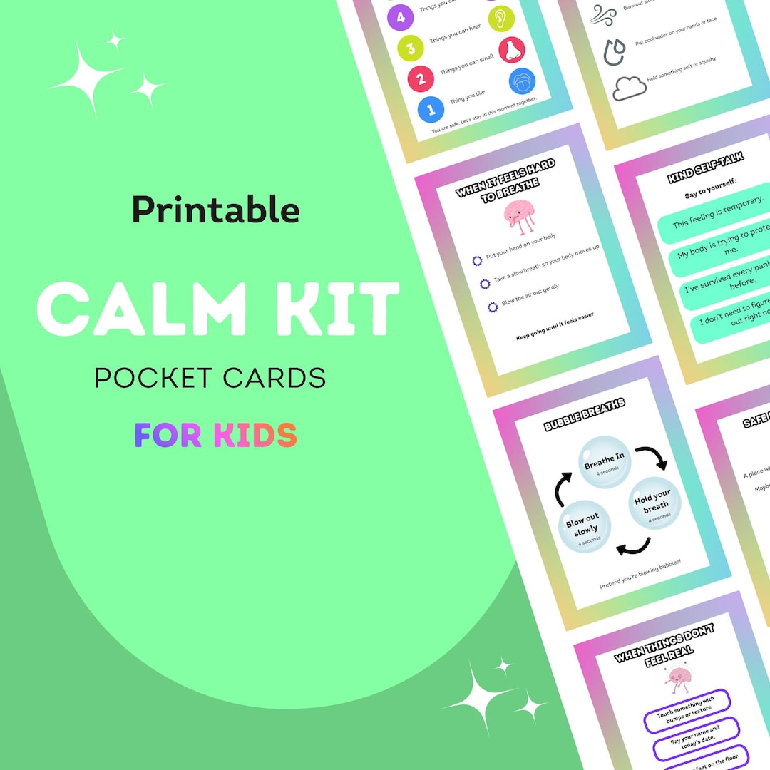 Printable Mental Health Cards: Calm Kit Pocket Guides for Kids ...