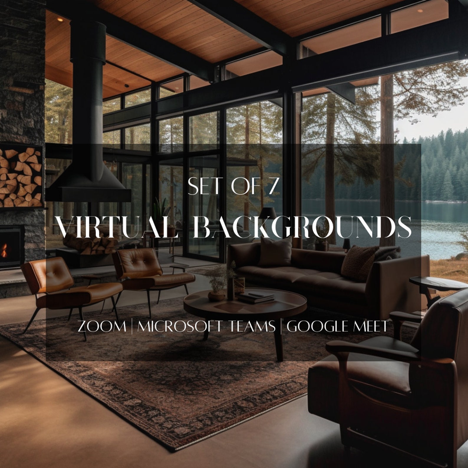 Zoom Background Set of 7 Virtual Meeting Backdrops Virtual Background ...