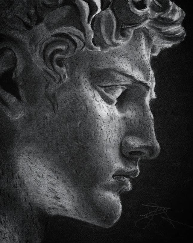 A4 Print of Michelangelo's David - Hyperrealistic Drawing, Classical ...