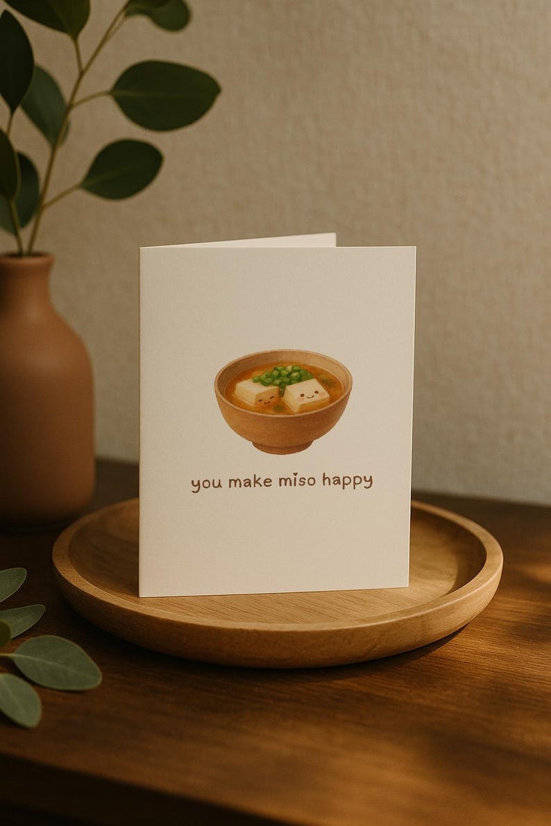 You Make Miso Happy Card | Editable Canva 5x7 Foldable Card | Cute Miso ...