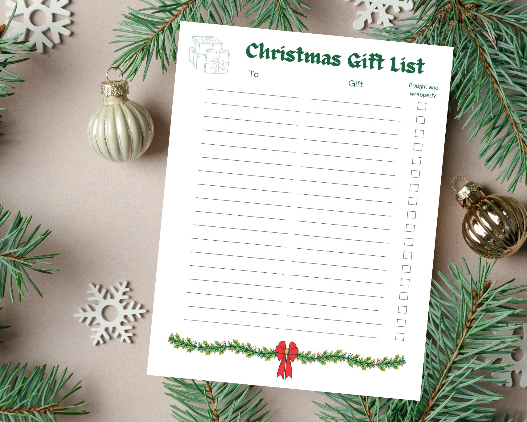Printable Christmas Gift Tracker List (digital Download) - Etsy